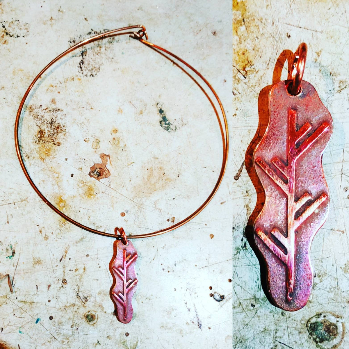 Money Tree - Fehu Bind Rune Pendant. Vikings Norse Runes