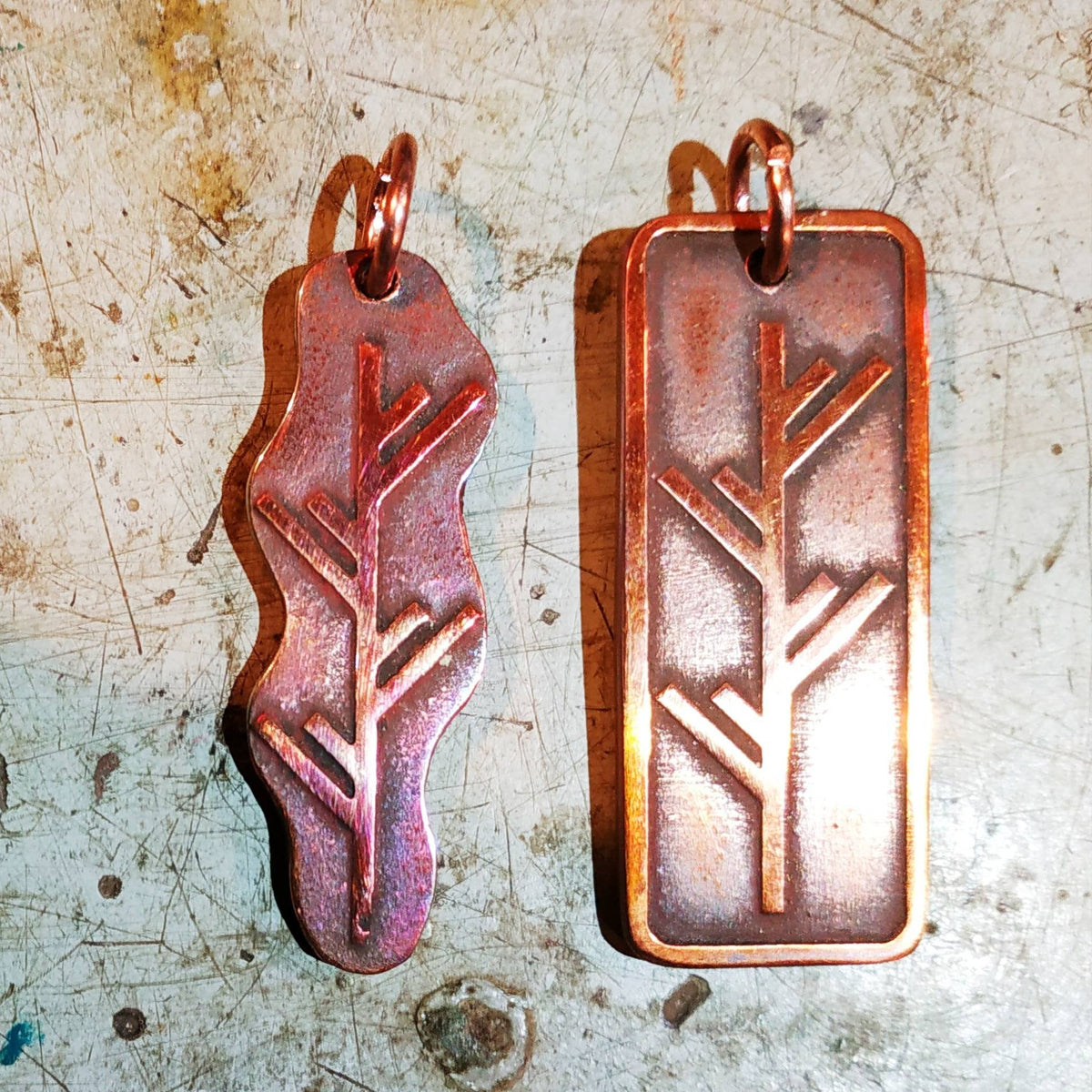 Money Tree - Fehu Bind Rune Pendant. Vikings Norse Runes