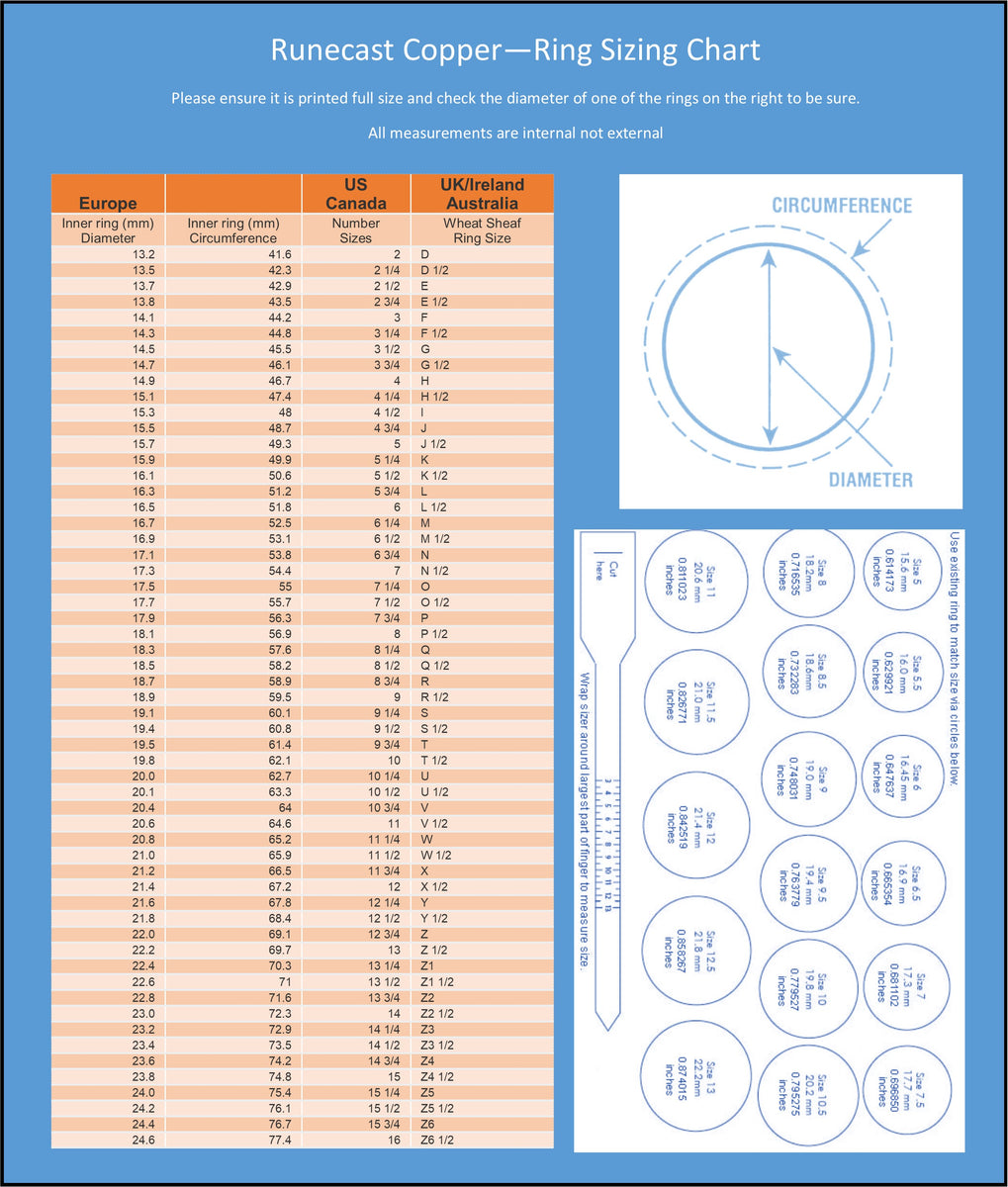 Free Ring Sizer - Ring Sizing Chart Download
